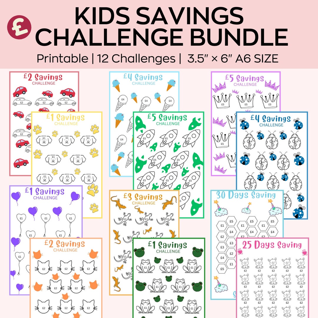 Pounds Kids Saving Challenge Printable, Mini Saving Challenge, Money ...