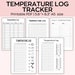 Temperature Log Tracker Bundle, Printable A5 Journal Page, Temperature ...