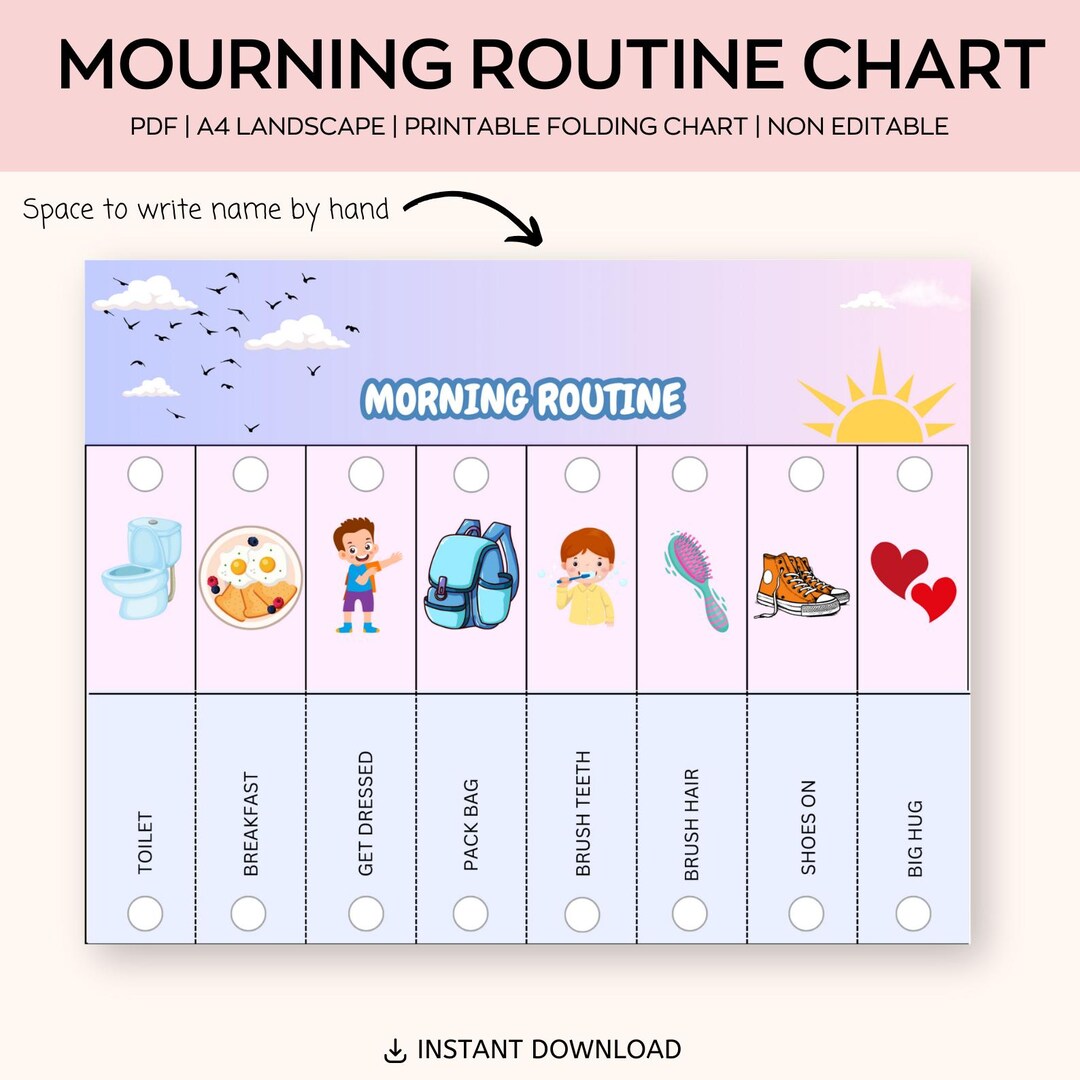 Morning Routine Chart Printable, Flip Chart, Morning Routine Flip Chart ...