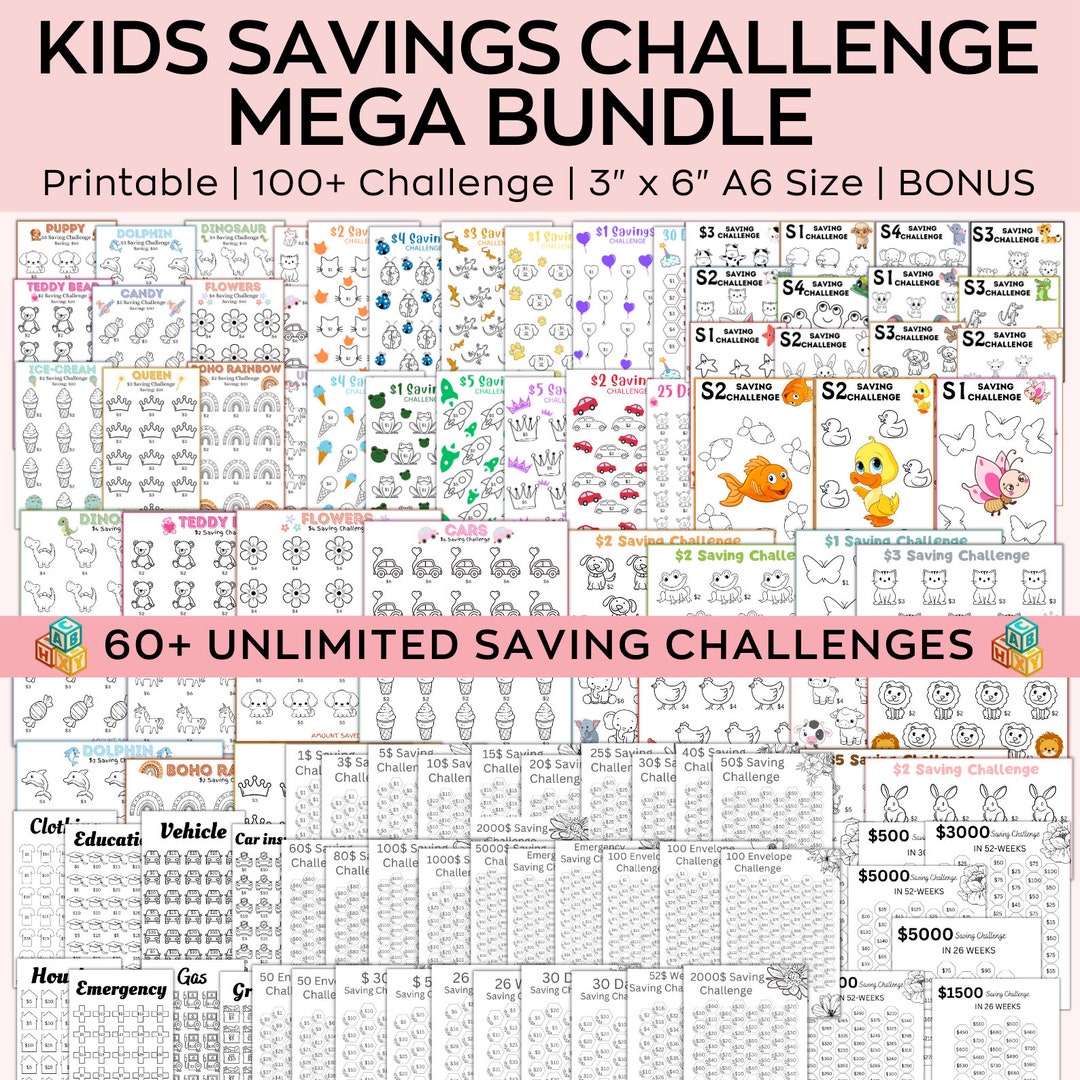 Ultimate Kids Savings Challenge Bundle, Mega A6 Flower Savings ...