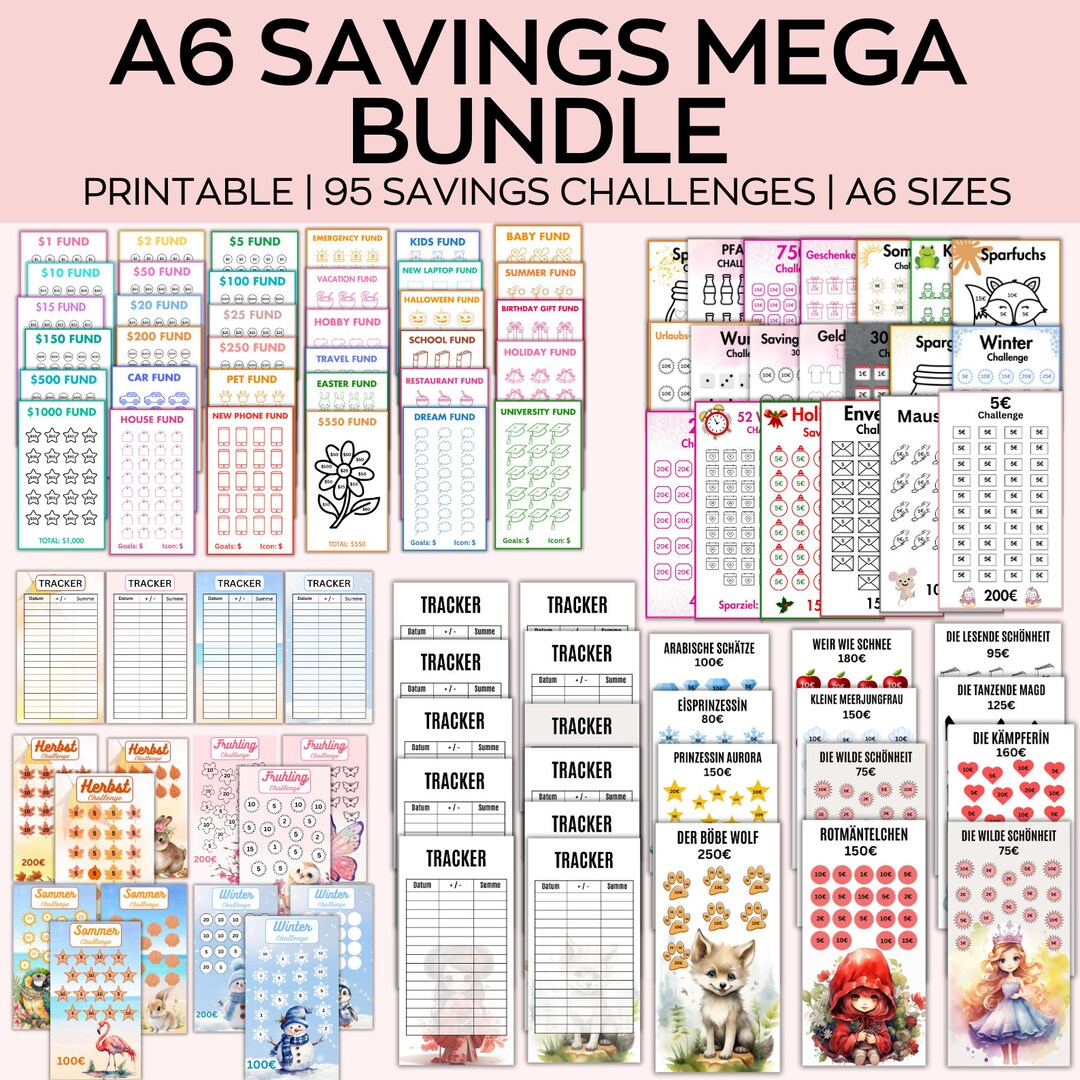 A6 Spar Saving Challenges, Mini Savings Tracker Printable, Magical ...