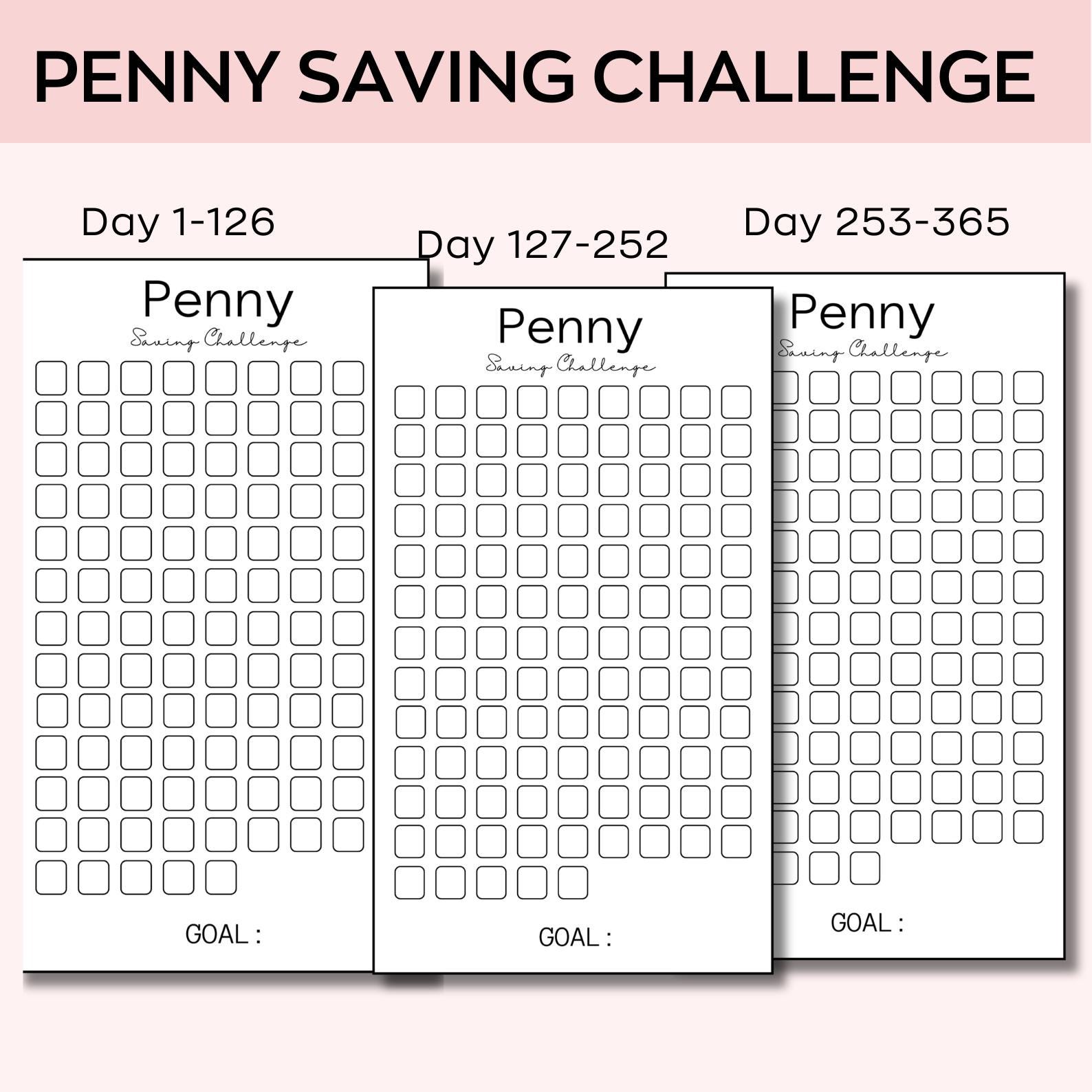 1p Saving Challenge, Customize Penny Saving Challenge Printable, Saving ...