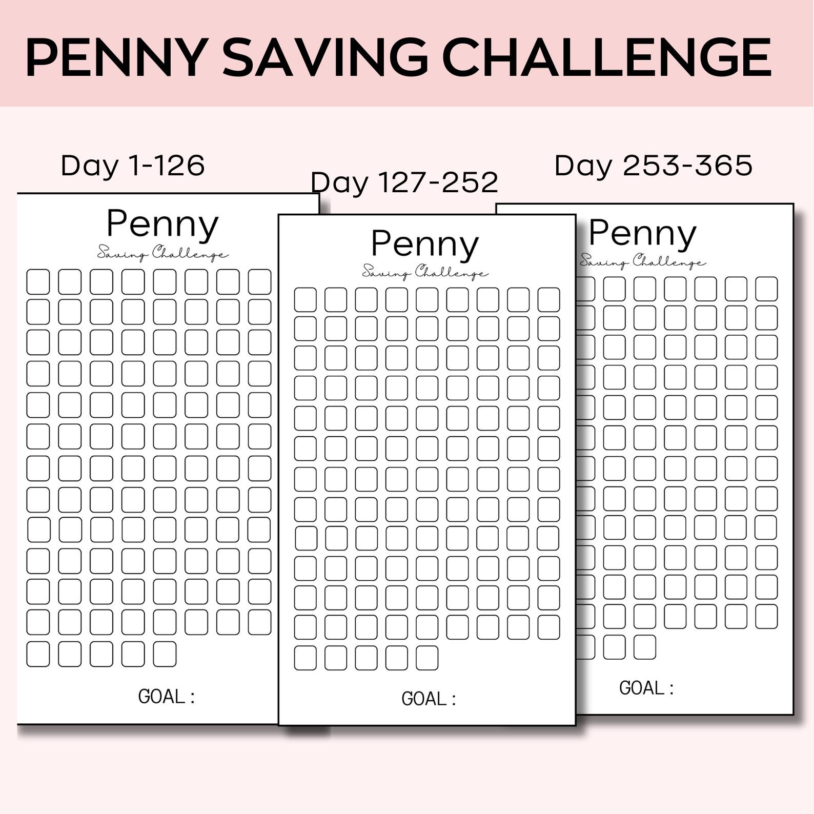 1p Saving Challenge, Customize Penny Saving Challenge Printable, Saving ...