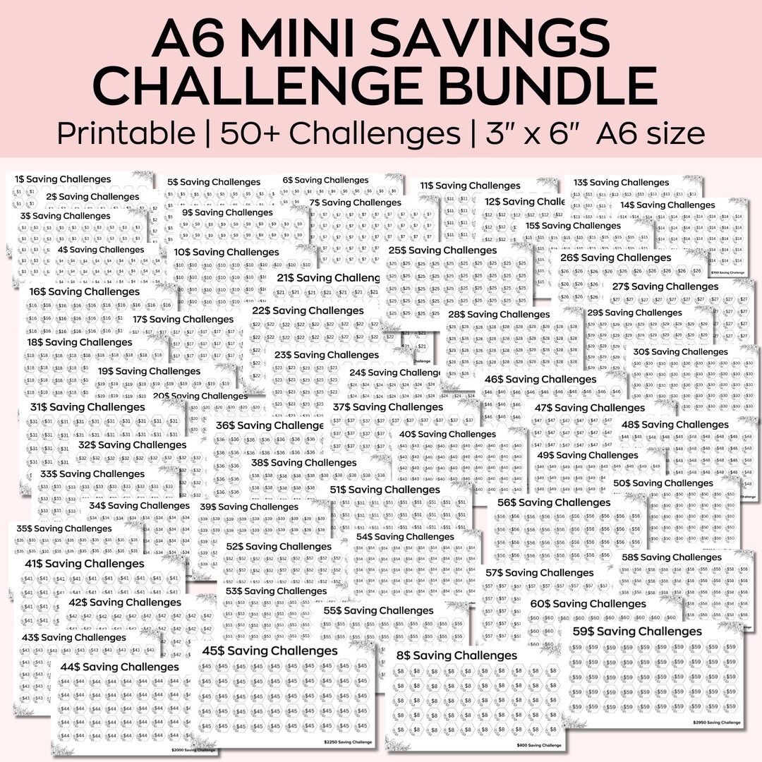 Mini Saving Challenge Bundle, Savings Tracker Printables, Low Income ...