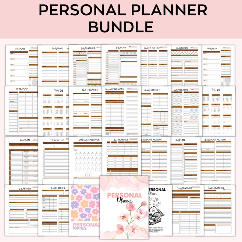 Personal Planner Bundle, Printable Planner, Daily Weekly Monthly ...