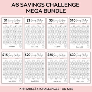 A6 Savings Challenge Printable, Savings Challenge Bundle, 1000 Savings ...