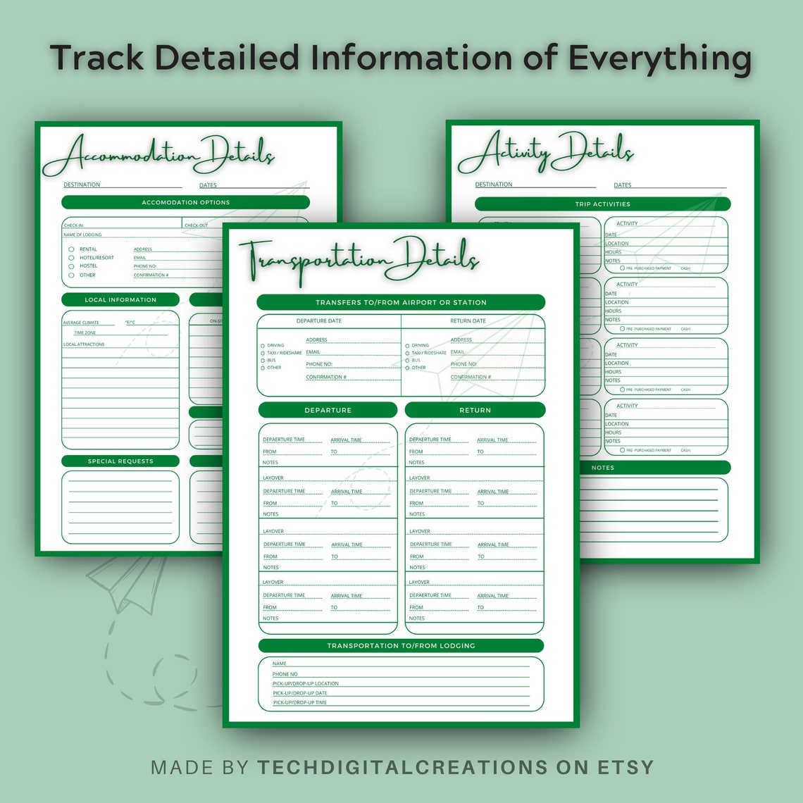 Printable Travel Itinerary Travel Plan Printable Printable - Etsy