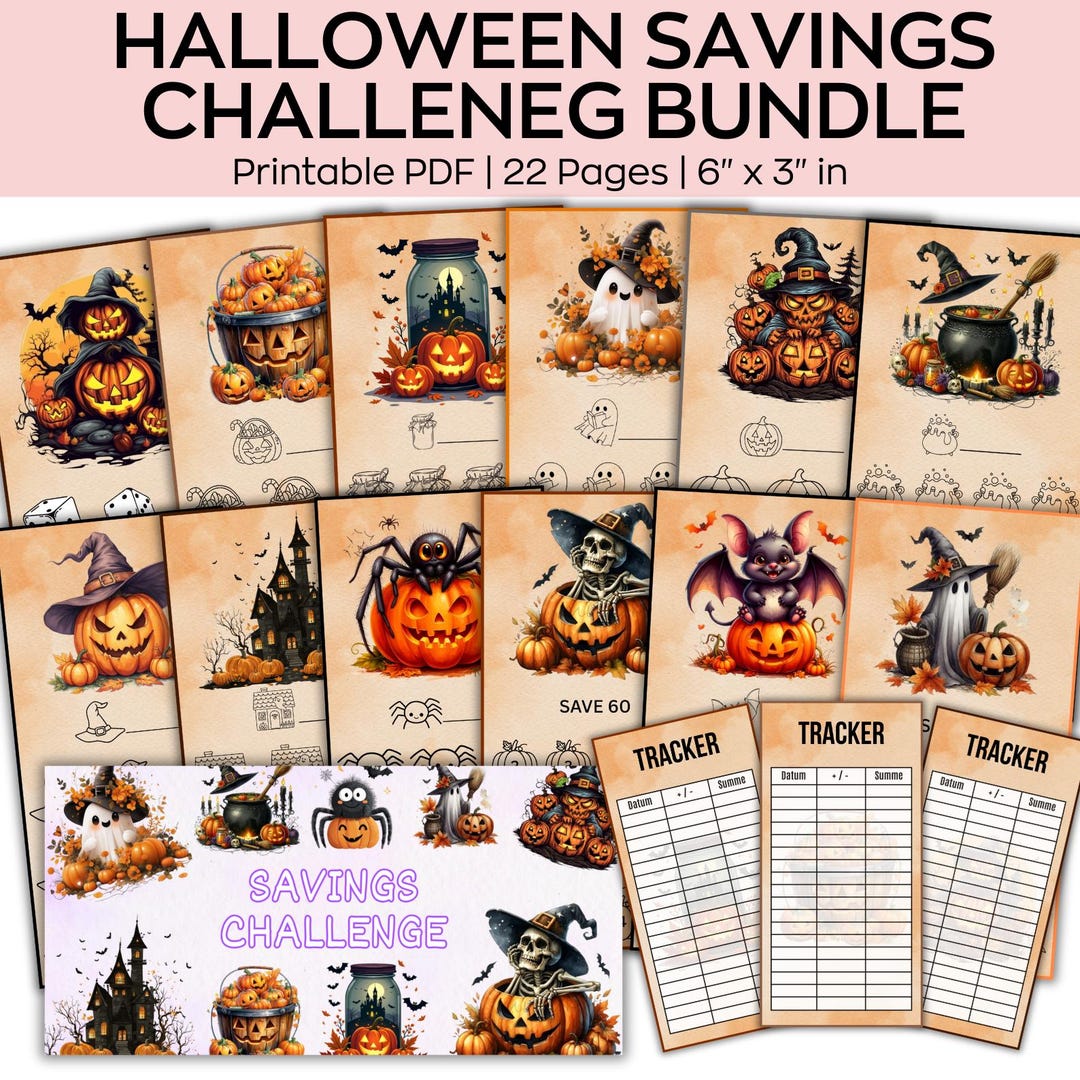 Spooky Pumpkin Savings Challenge, A6 Halloween Money Challenge, Cash ...