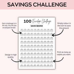 100 Envelope Saving Challenge, A6 Mini Savings Challenge Bundle, Money ...