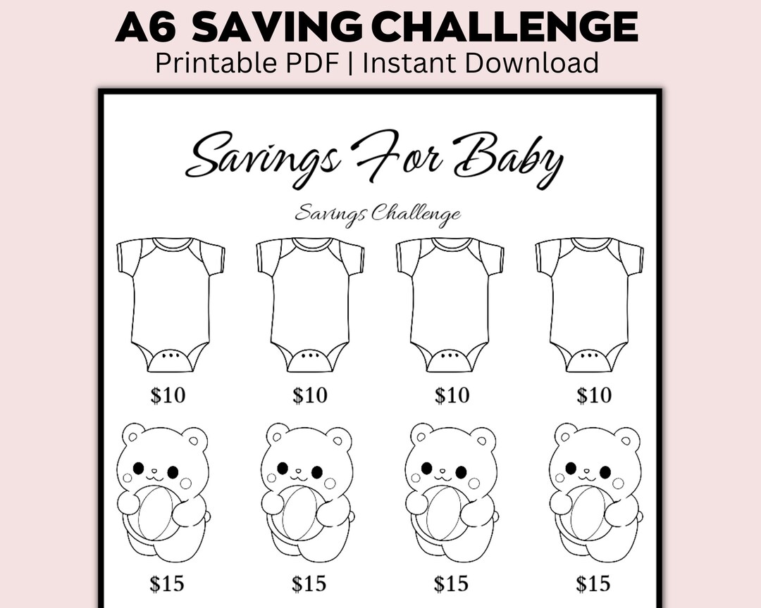 A6 Baby Savings Challenge, Mini Savings Challenge, Save Dollars, Money ...