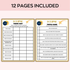 Solar Eclipse Games, Eclipse Worksheets Printable, Solar Activity Ideas ...