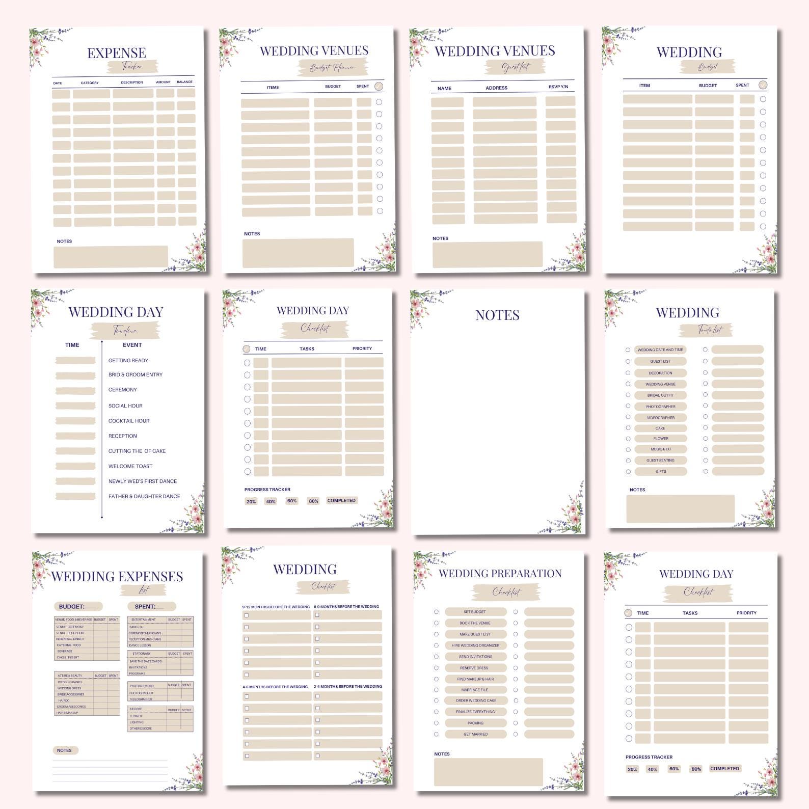 Wedding Printable Planner Bundle, Wedding Checklist Binder, Done for ...