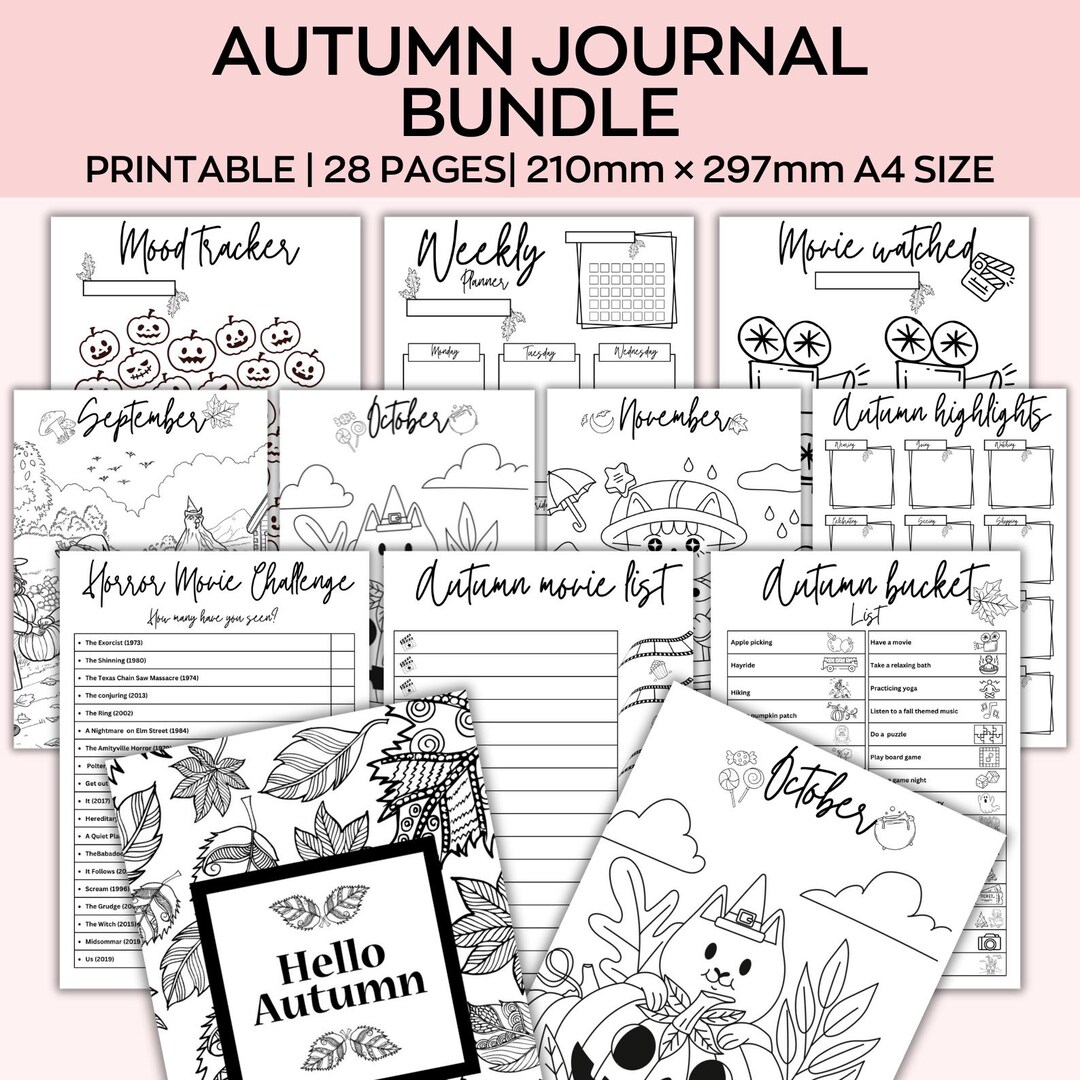 28 Autumn Journal Pages Bundle, Fall Bucket List, Autumn Activities ...