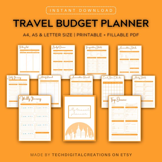 Printable Travel Itinerary Printable Travel Planner Travel - Etsy