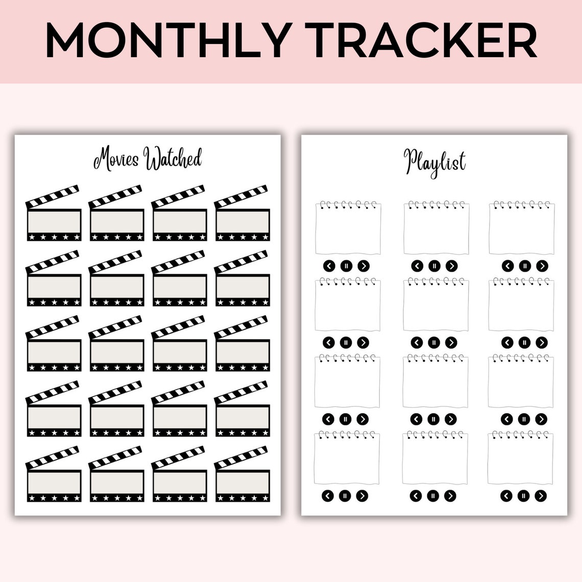 Monthly Tracker Bundle, A5 Printable Journal Pages, Everyday Habit ...