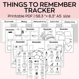 Things to Remember Bundle, A5 Printable Journal Page, Books to Read ...