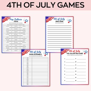 Printable 4th of July Games, Independence Day Games, 4th of July Picnic ...