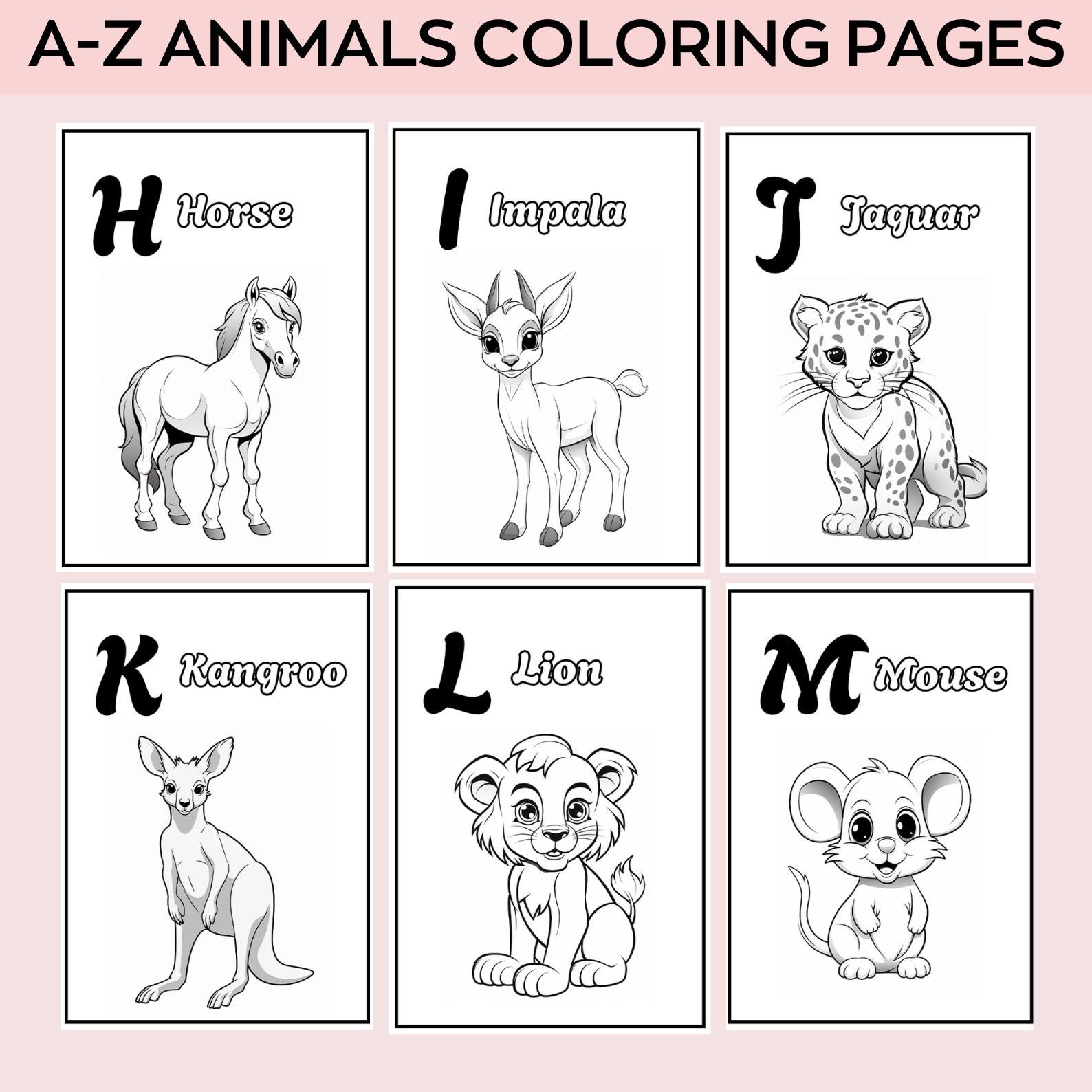 Animal Coloring Pages, 26 Alphabet Coloring Pages, Kindergarten ...
