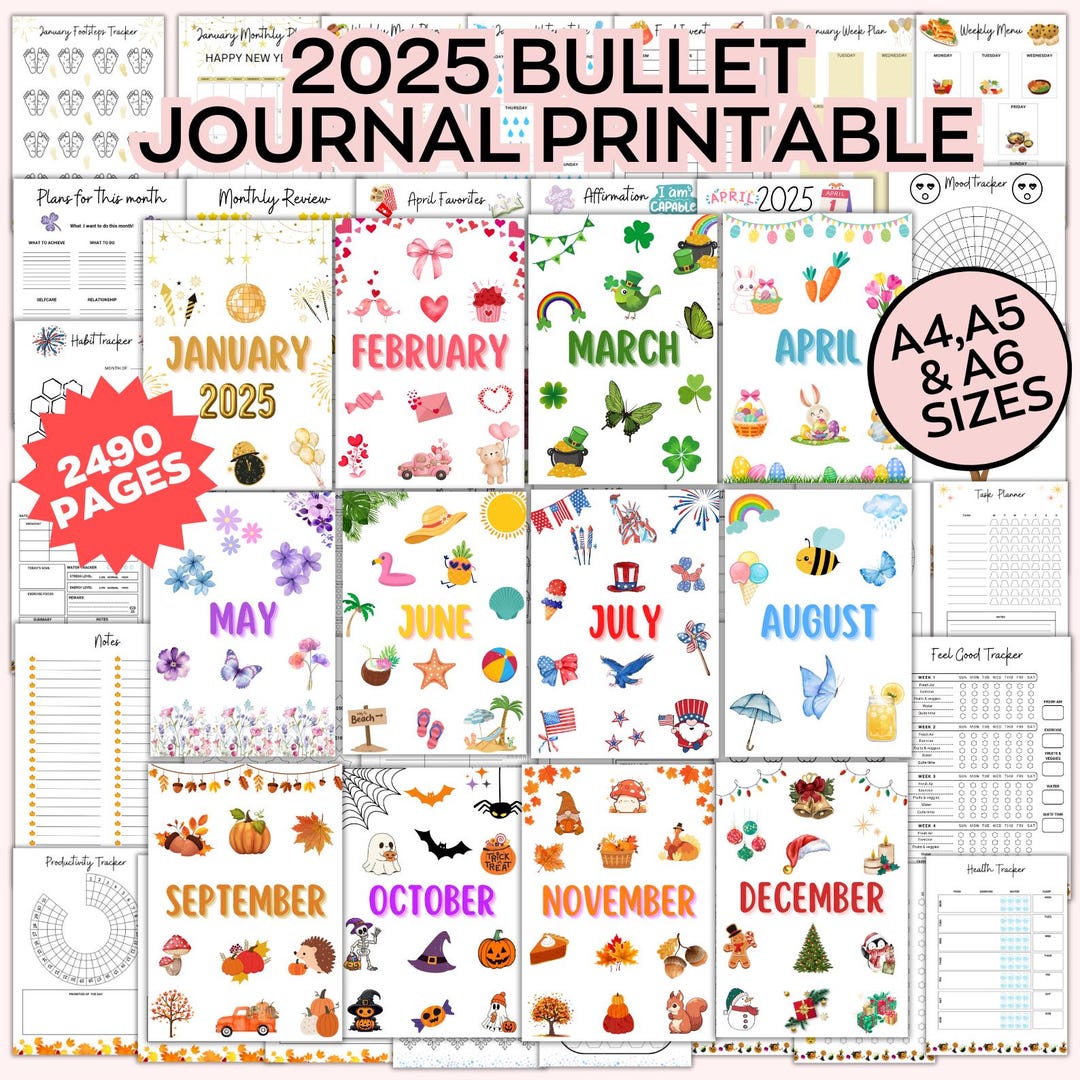 2025 Bullet Journal Bundle, Bujo Trackers, Bullet Journal Template ...
