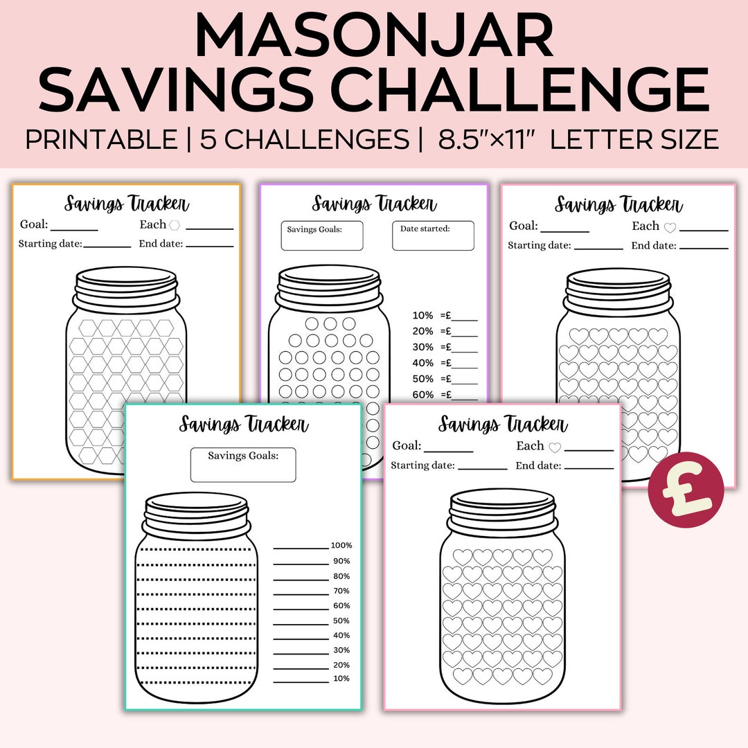 Jar Savings Tracker Printable, A6 Savings Tracker, Money Challenge ...