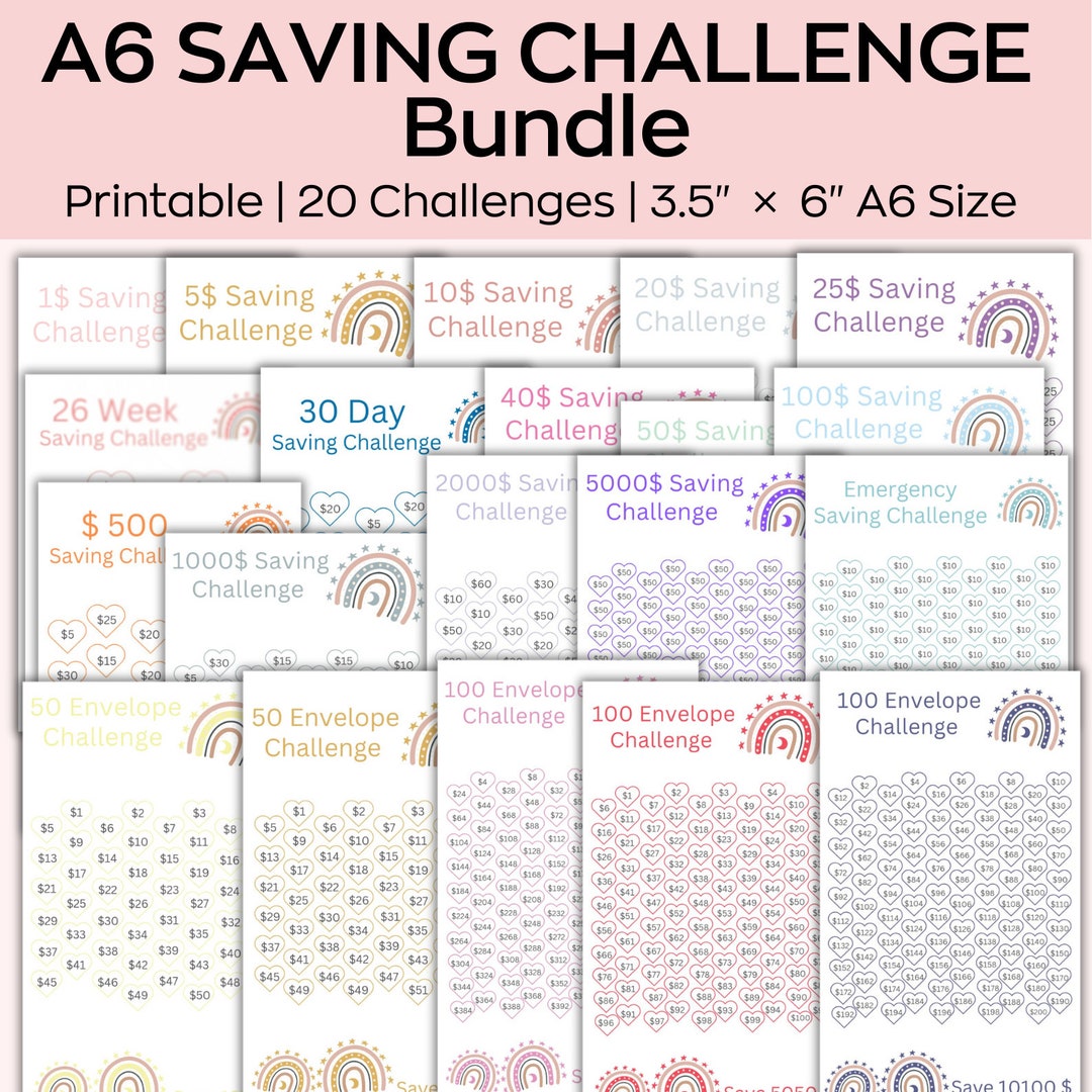 A6 Saving Challenge Printable, Boho Saving Tacker, Cash Budgeting ...