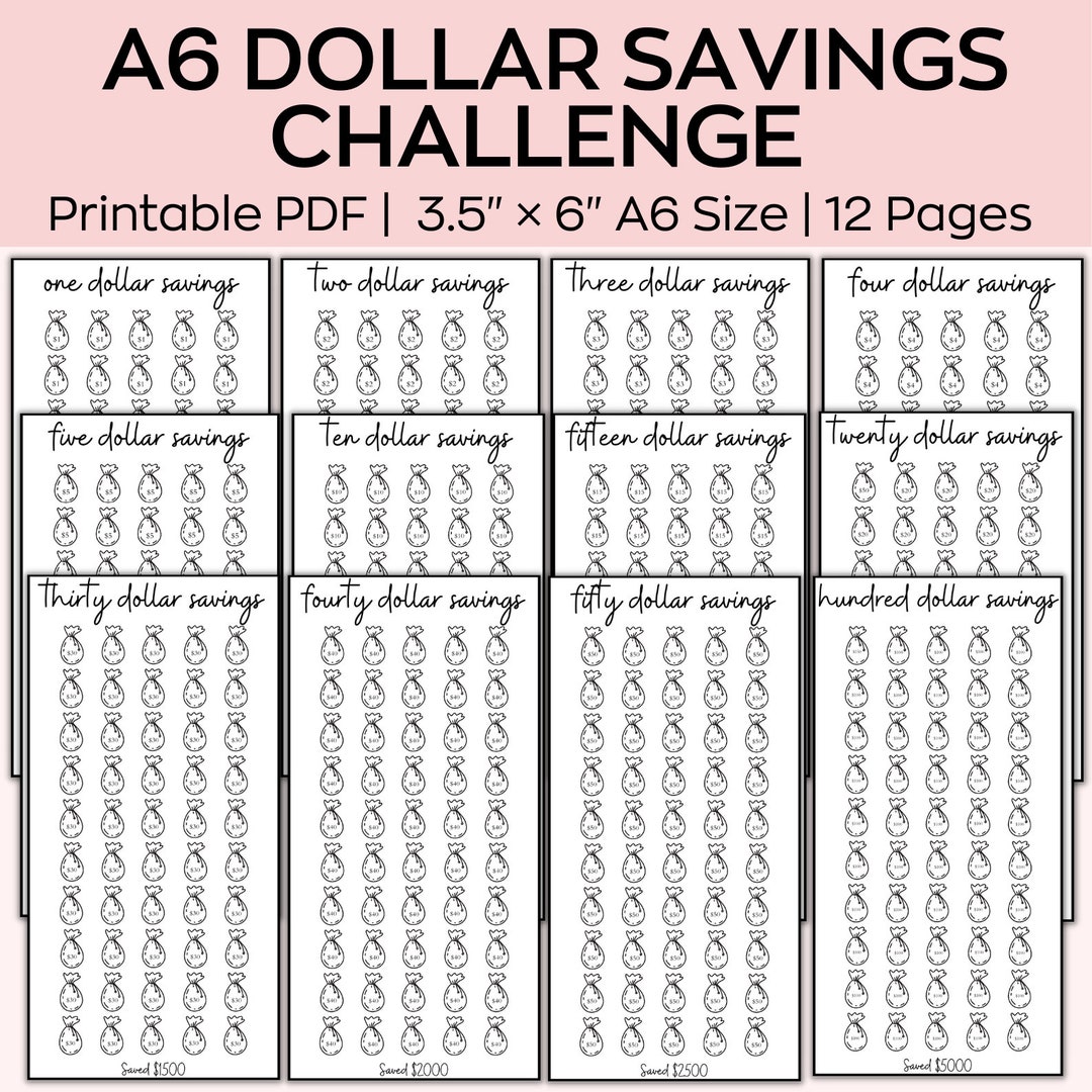 12 Printable Savings Challenge Bundle, A6 Saving Tracker, A6 Cash ...