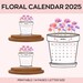 Floral Calendar 2025, Flower Calendar, 2025, Mini Calendar, Water Color ...