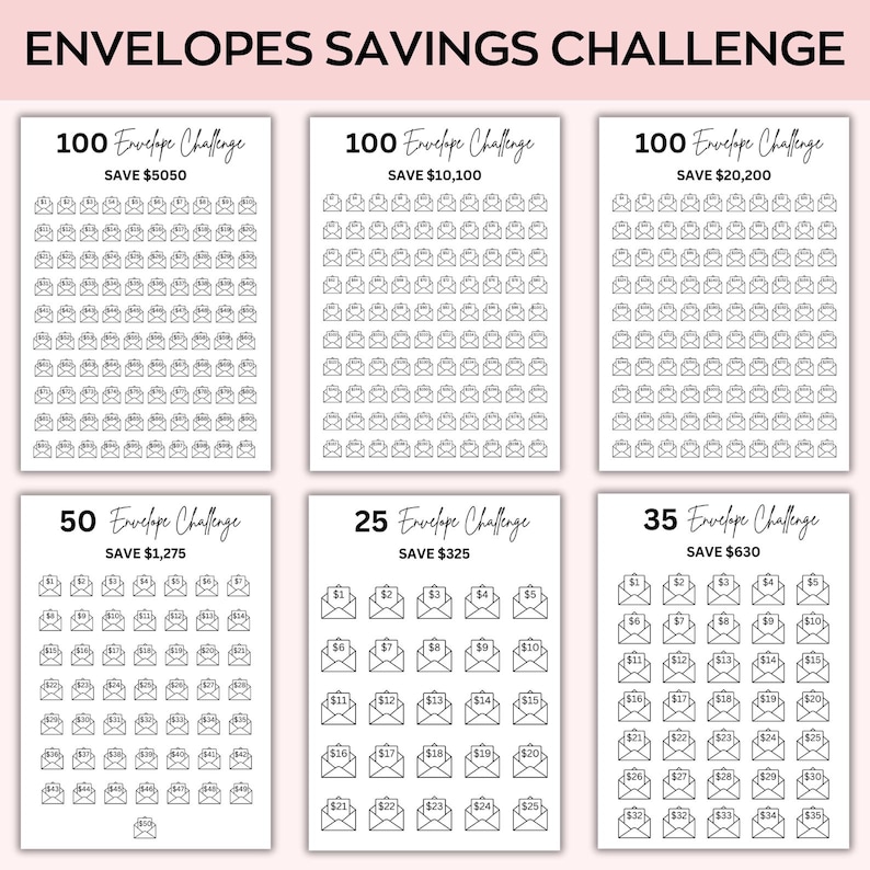 100 Envelope Saving Challenge, A6 Mini Savings Challenge Bundle, Money ...