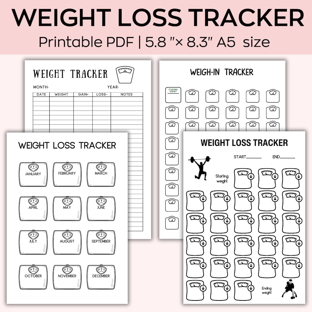 Weight Loss Tracker Bundle, Printable Meal Tracker, Weight Loss, Daily ...