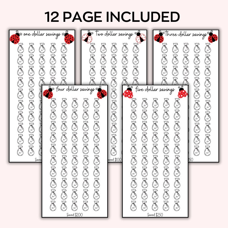 A6 Mini Savings Challenge Bundle Printable,lady Bug Saving Challenge ...