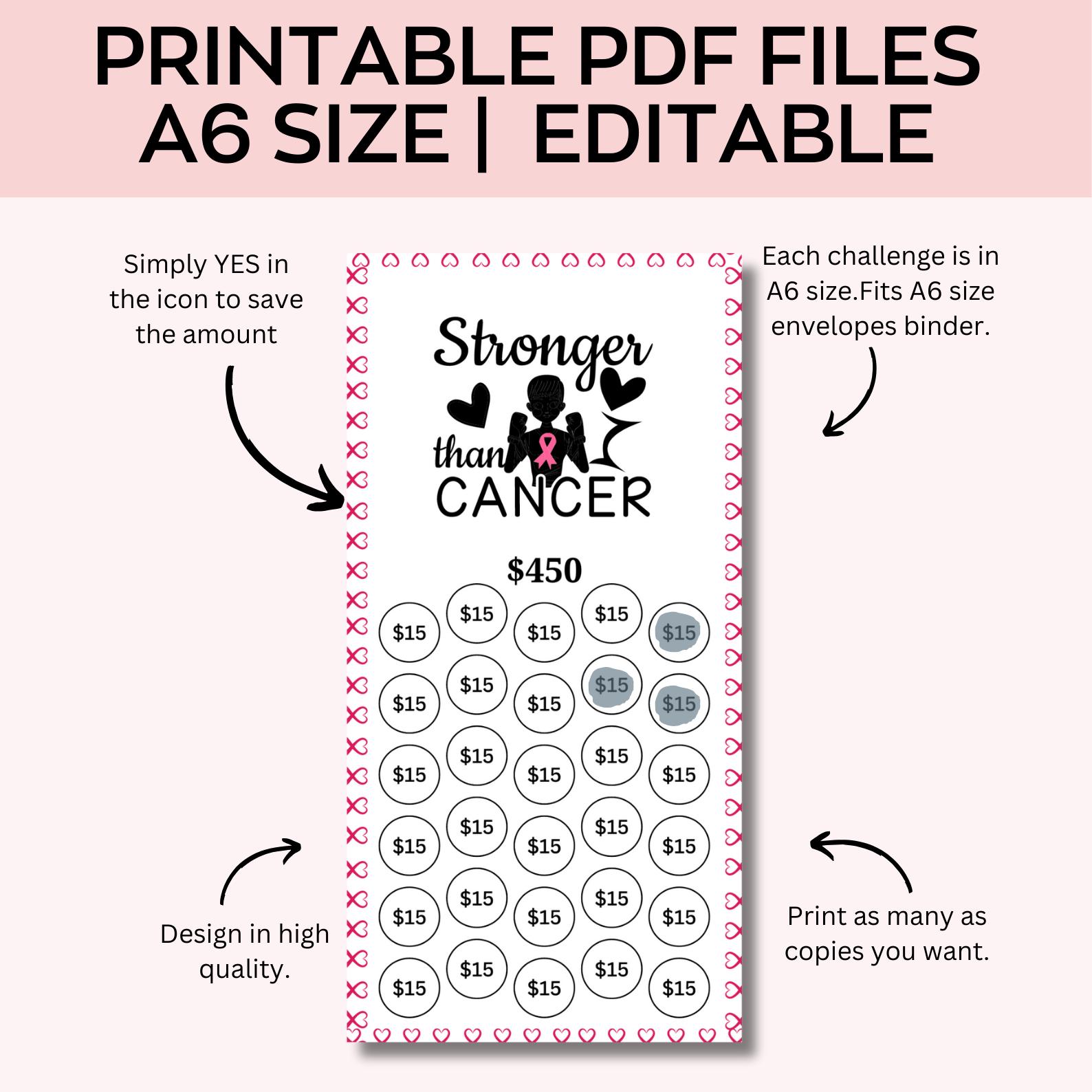 A6 Savings Challenge Printable, Breast Cancer Saving Money Tracker ...