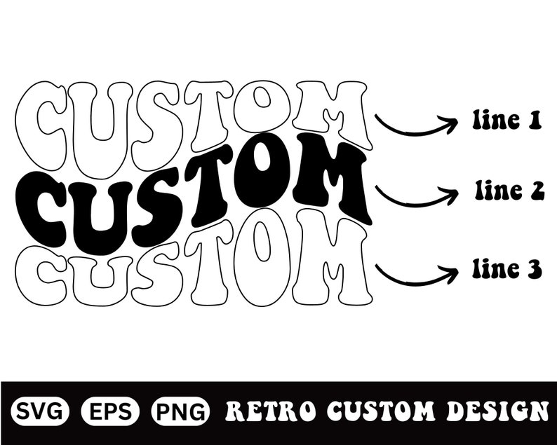 Custom Wavy Stacked SVG Personalized Customized Retro Wavy - Etsy