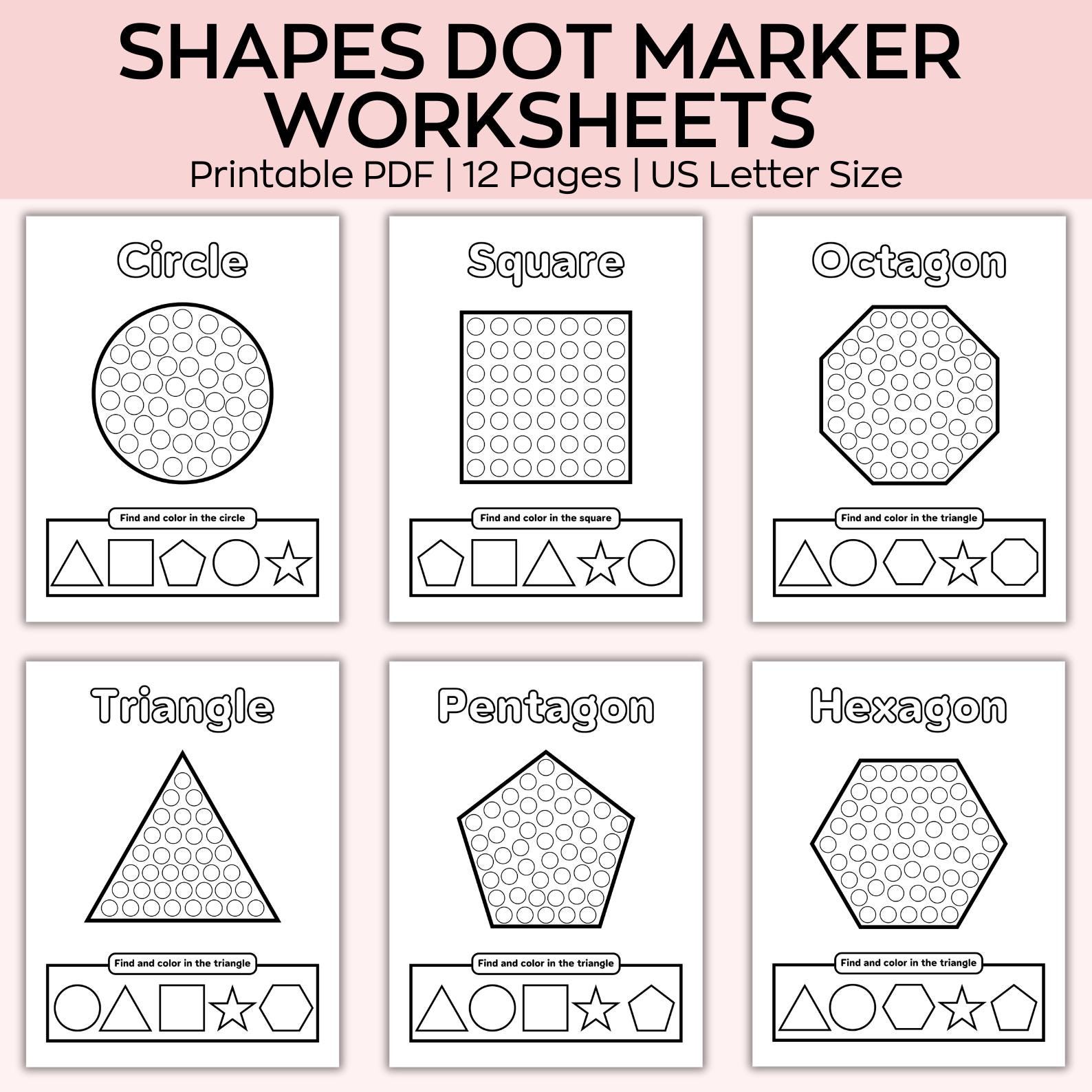 Shapes Dot Marker Activity Sheets, Dot Marker Worksheets, Dot Marker ...