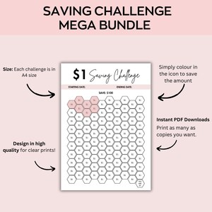 A6 Savings Challenge Printable, Savings Challenge Bundle, 1000 Savings ...