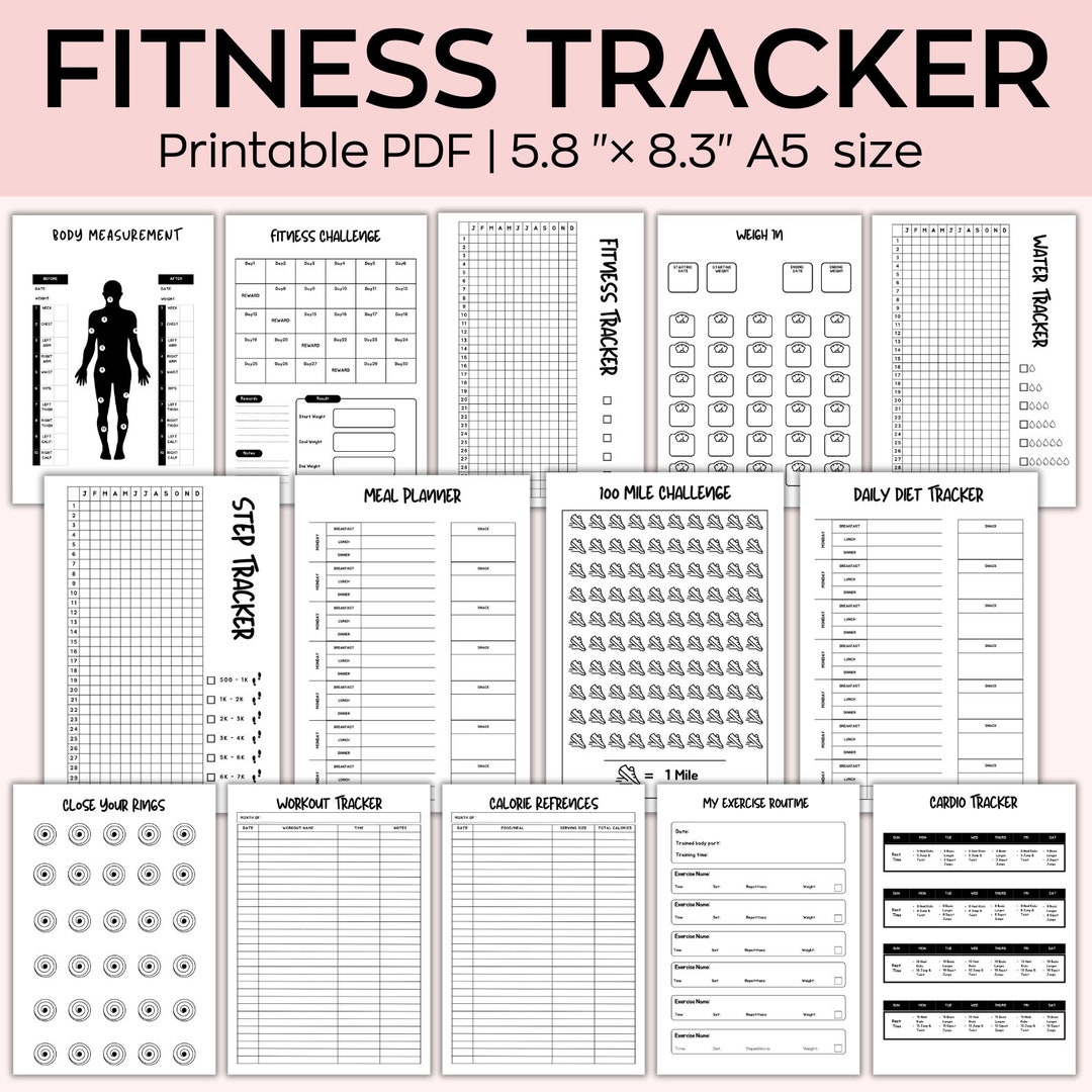 Fitness Tracker Bundle, Meal Planner Printable, Weight Loss Tracker ...