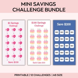 12 Mini Savings Challenge Bundle, A6 Savings Tracker Printable, Money ...
