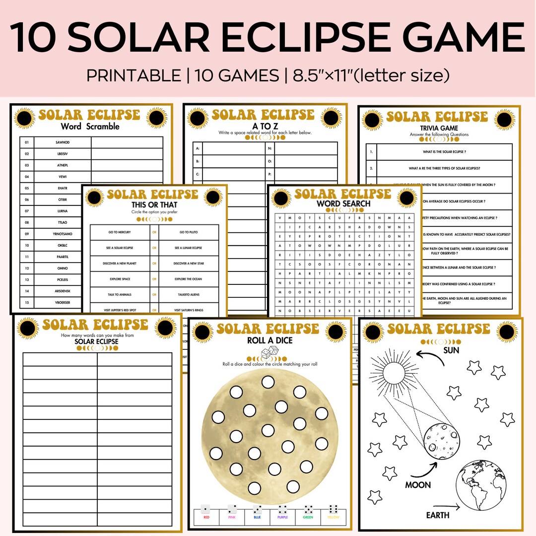 Solar Eclipse Games, Eclipse Worksheets Printable, Solar Activity Ideas ...