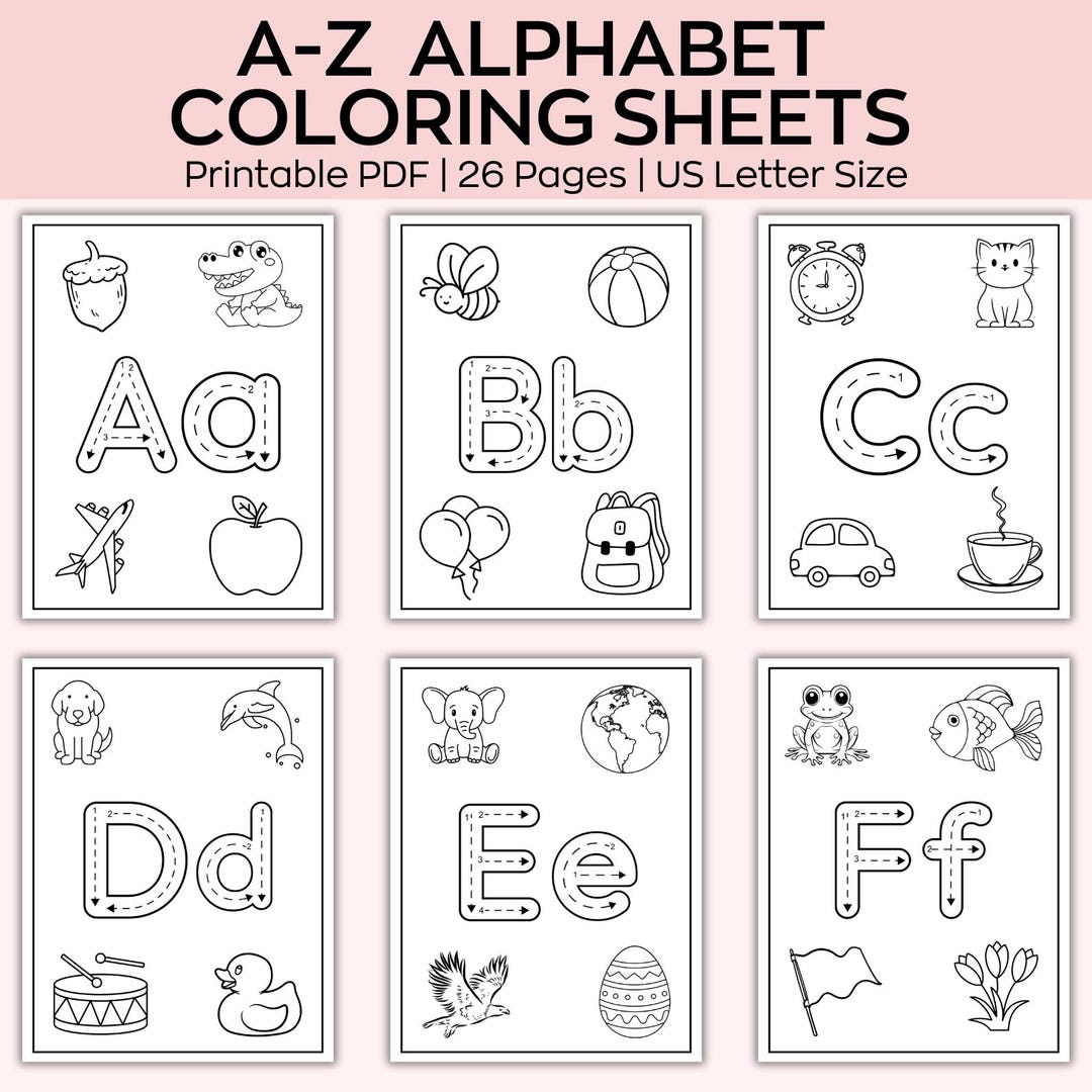 Alphabet Worksheets Printable Tracing Coloring, Kindergarten & Prek ...