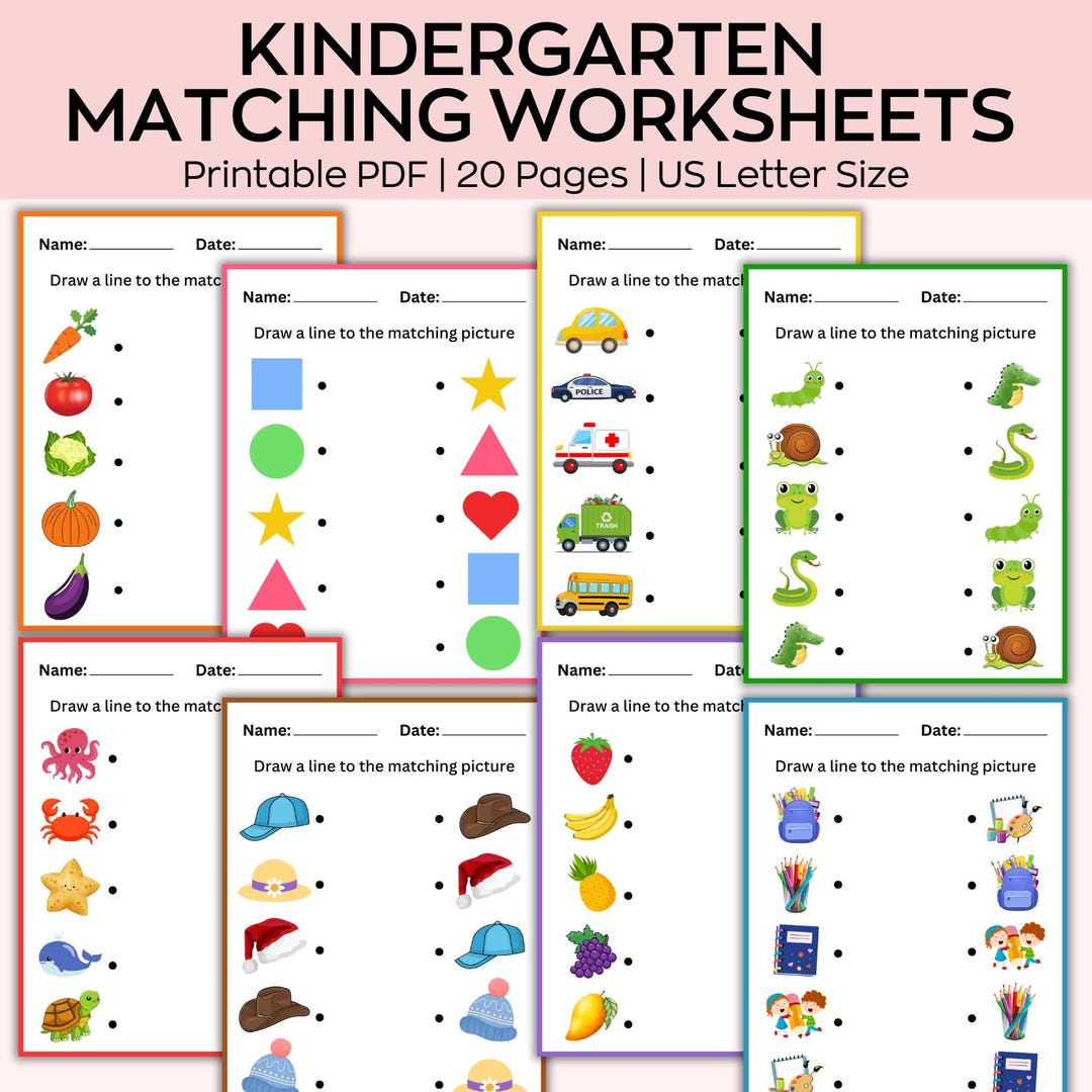 Printable Matching Worksheets, Match the Picture, Kindergarten ...