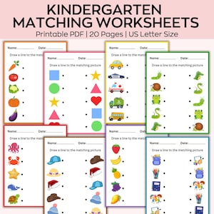 Printable Matching Worksheets, Match the Picture, Kindergarten ...