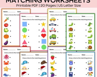 Matching Worksheets, Match the Picture, Kindergarten Preschool Activity ...