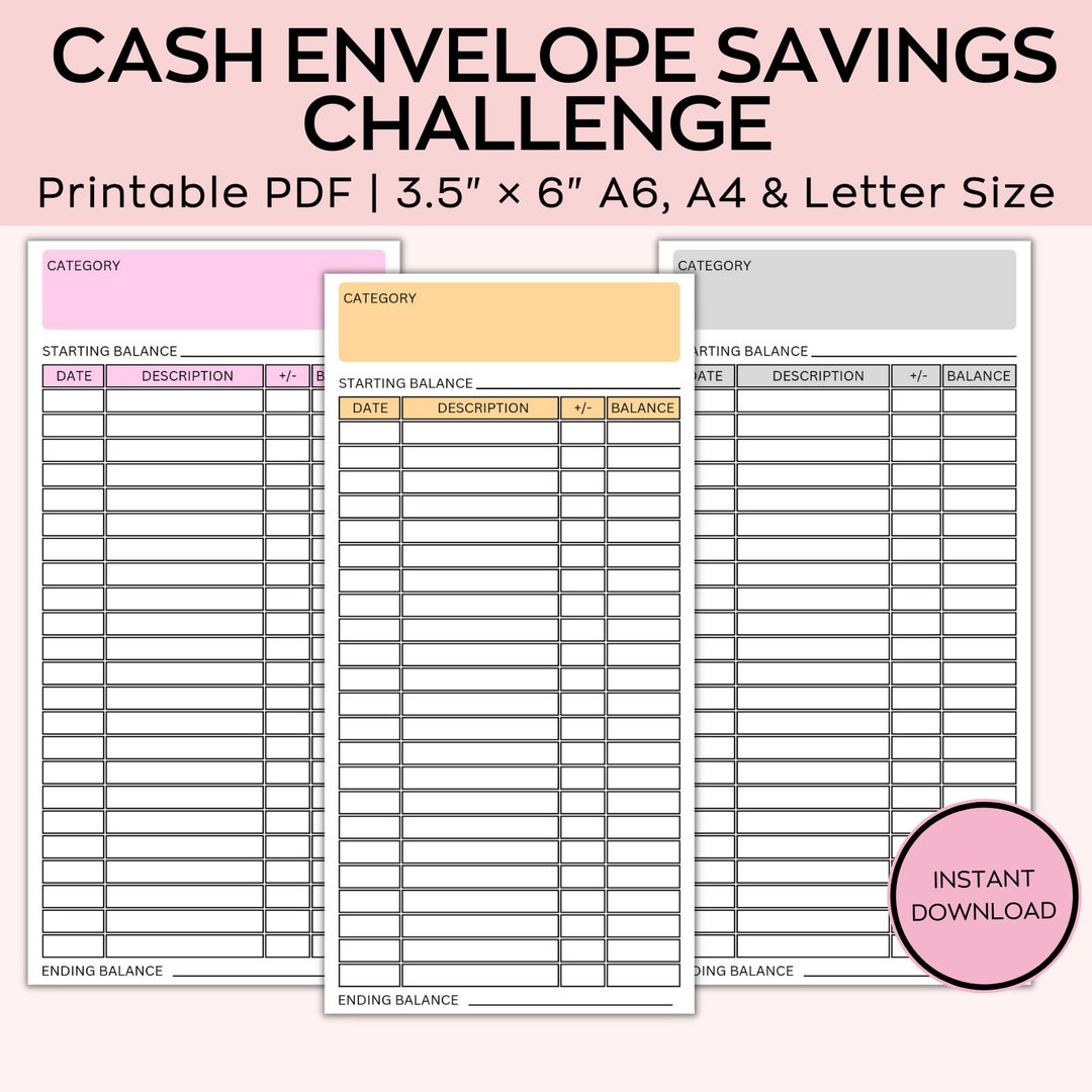 Cash Envelope Inserts Printable, Budgeting Insert, Cash Envelope ...