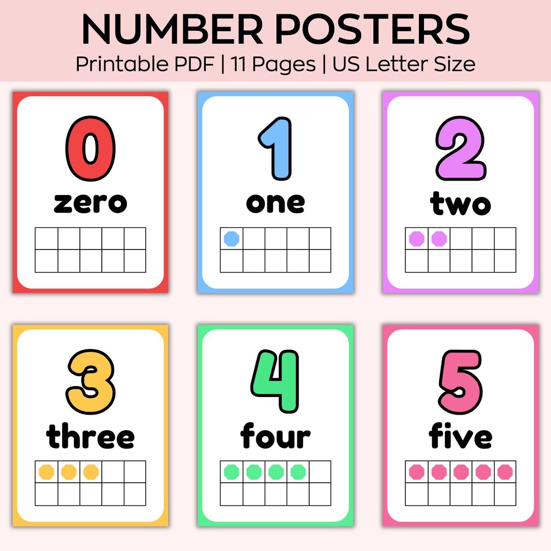 Number Posters, Number Words, Number Line, Classroom Wall Decor, Class ...