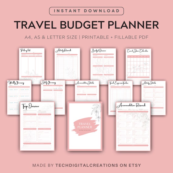 Printable Travel Planner Trip Itinerary Planner Travel - Etsy
