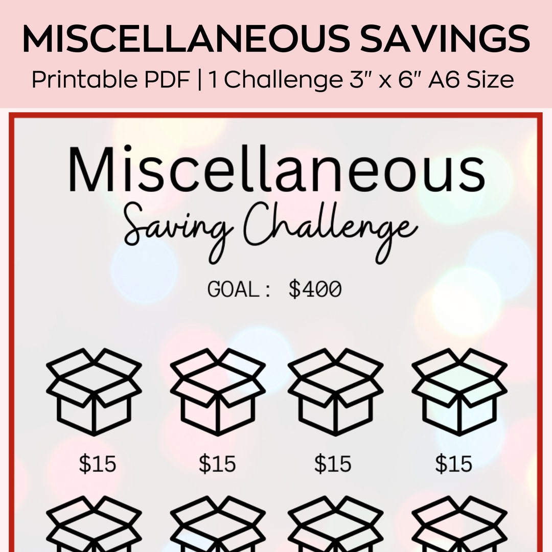 A6 Miscellaneous Savings Challenge,mini Savings Challenge,save 400 ...