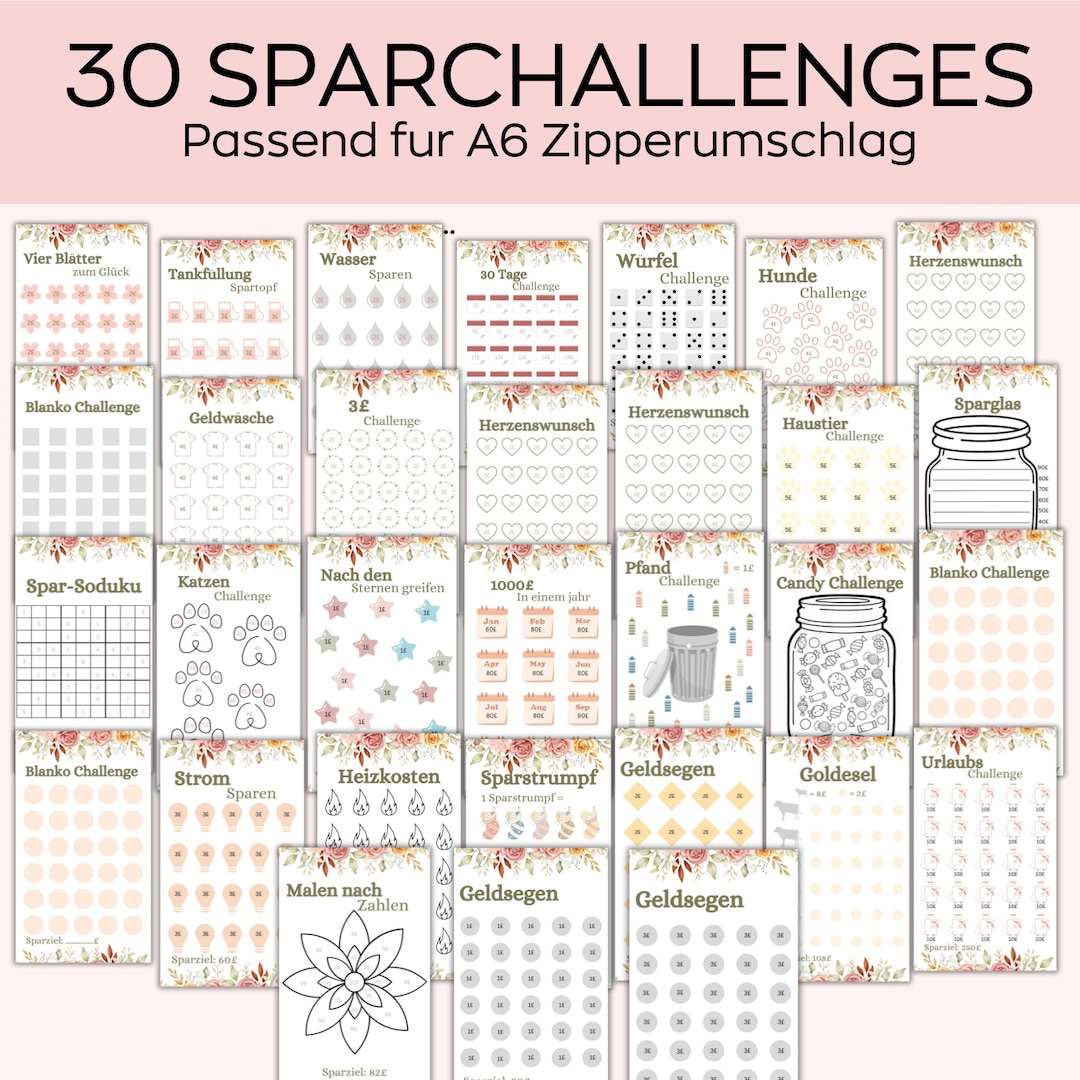 A6 Spar Saving Challenges, Mini Savings Tracker Printable,cash Budget ...