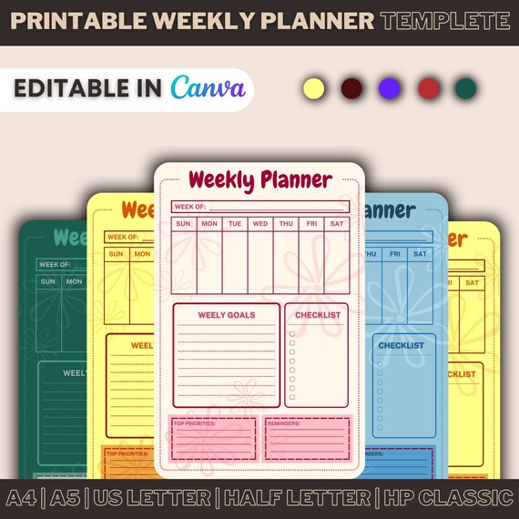 Digital Weekly Planner 2022-2023 Weekly Planner Template - Etsy