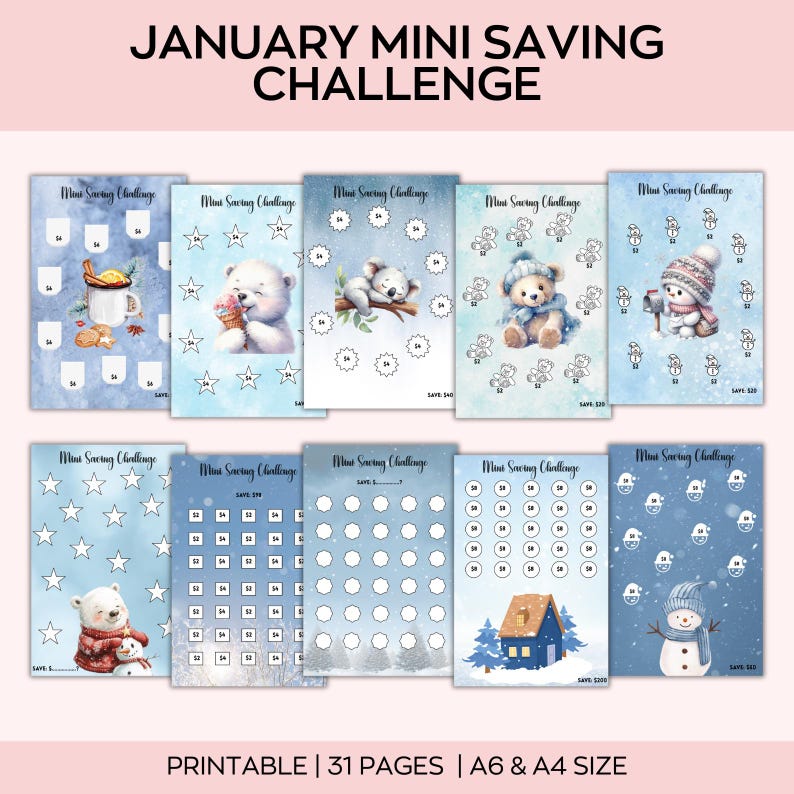 January Mini Saving Challenge, Money Saving Challenge, Envelope ...
