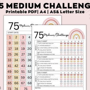 75 Medium Challenge Tracker 75 Soft Challenge Fitness - Etsy