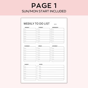 Weekly to Do List Printable, Weekly Task List Template, Weekly Planner ...